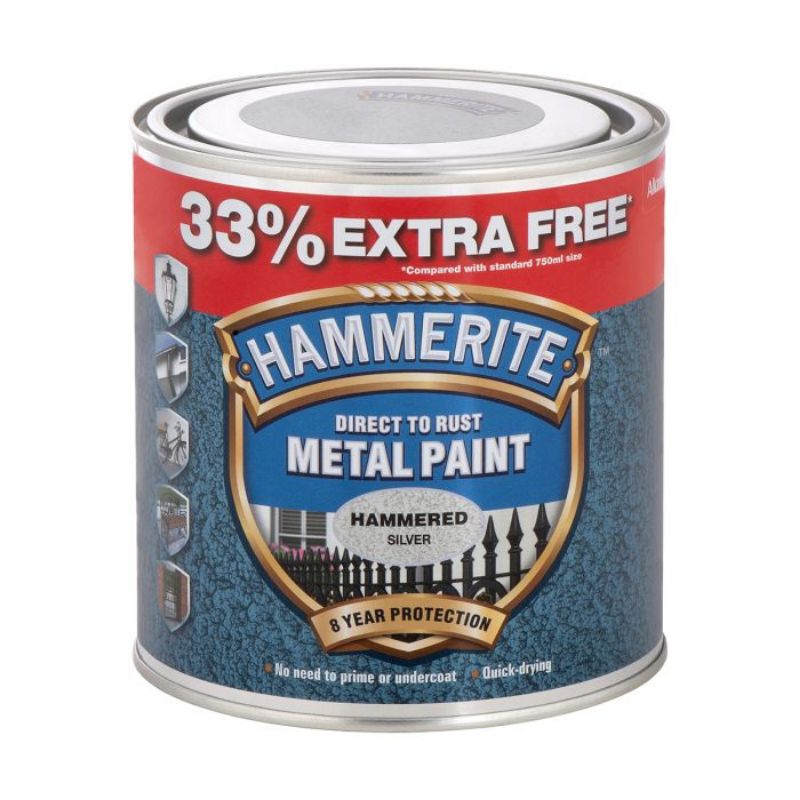Topline Doyles.1l Hammerite Metal Paint Hammered Silver 33% Free